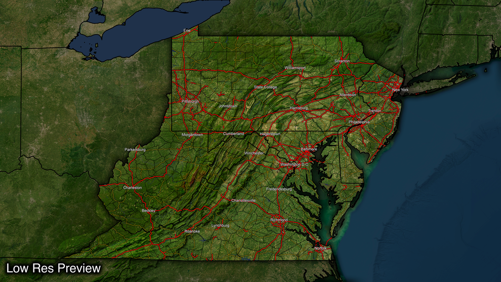 16k Digital Mid Atlantic Map – Trilogy Maps