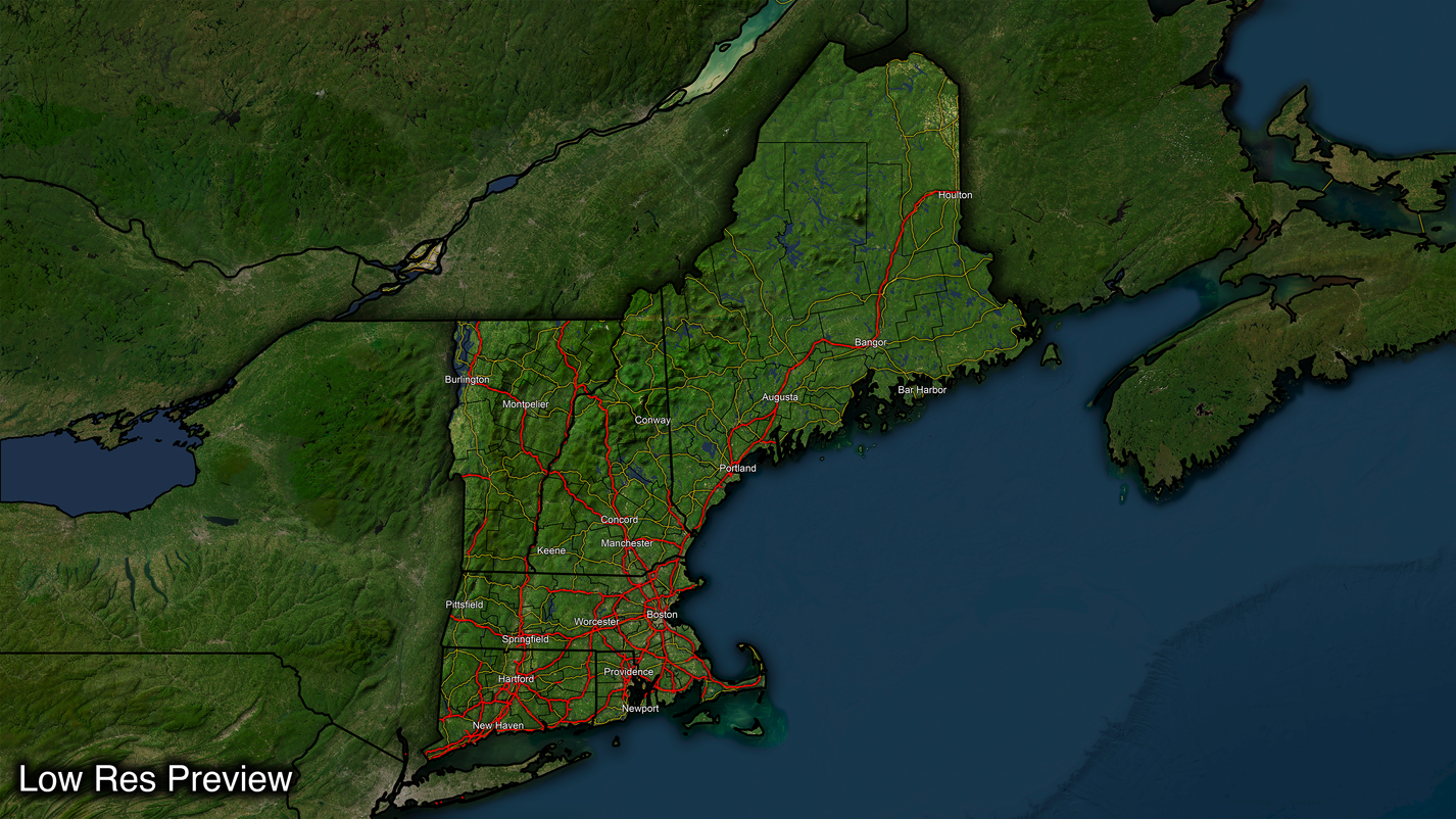 16k Digital New England Map – Trilogy Maps