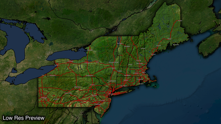 16k Digital Northeast Map – Trilogy Maps