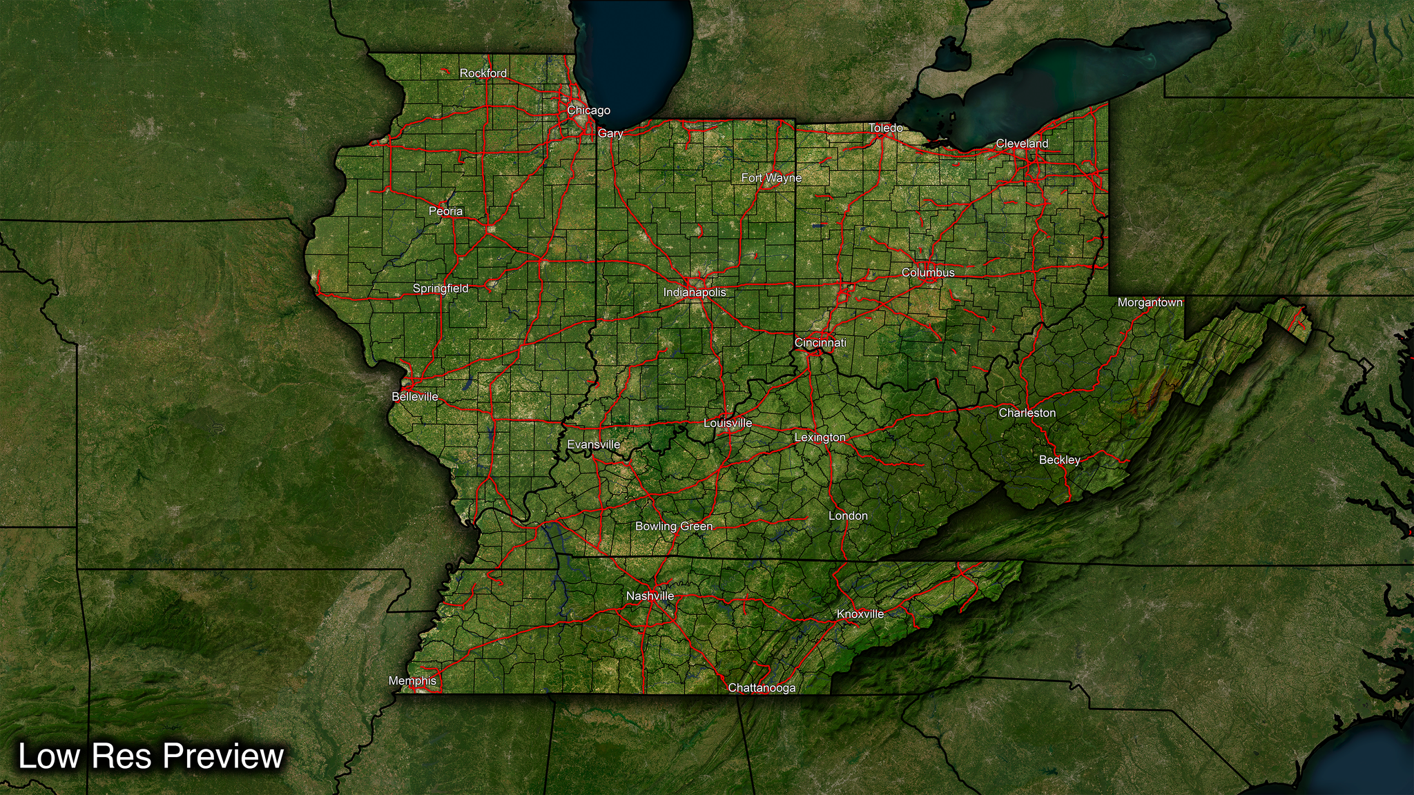 16k Digital Ohio Valley Map – Trilogy Maps