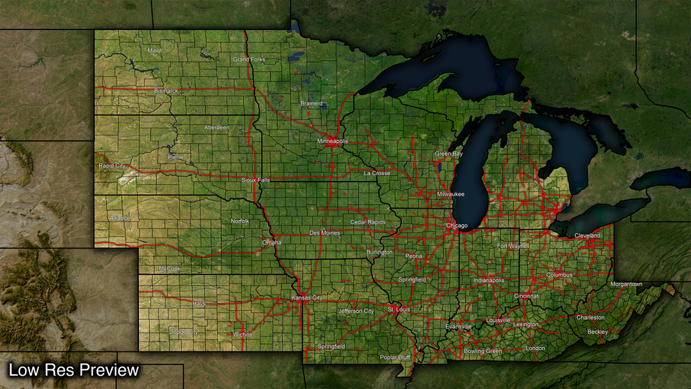 16k Digital Upper Midwest Map – Trilogy Maps