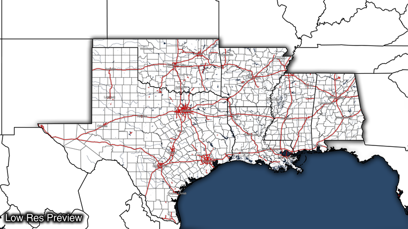 16k Digital Deep South Map – Trilogy Maps