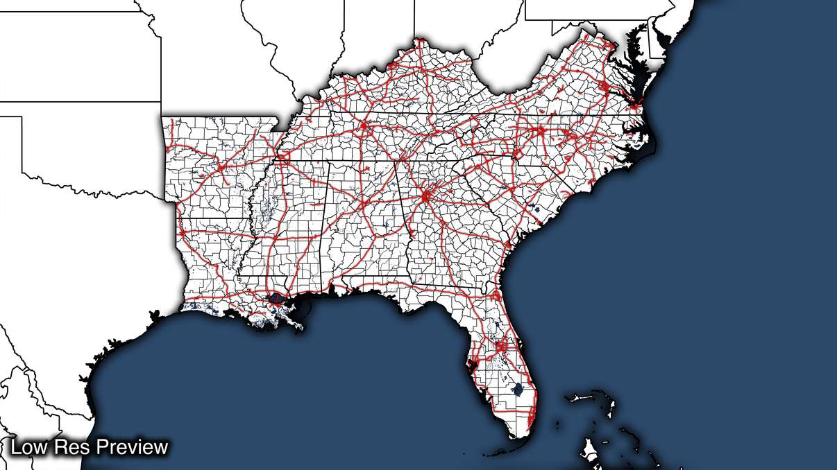 16k Digital Southeast Map – Trilogy Maps