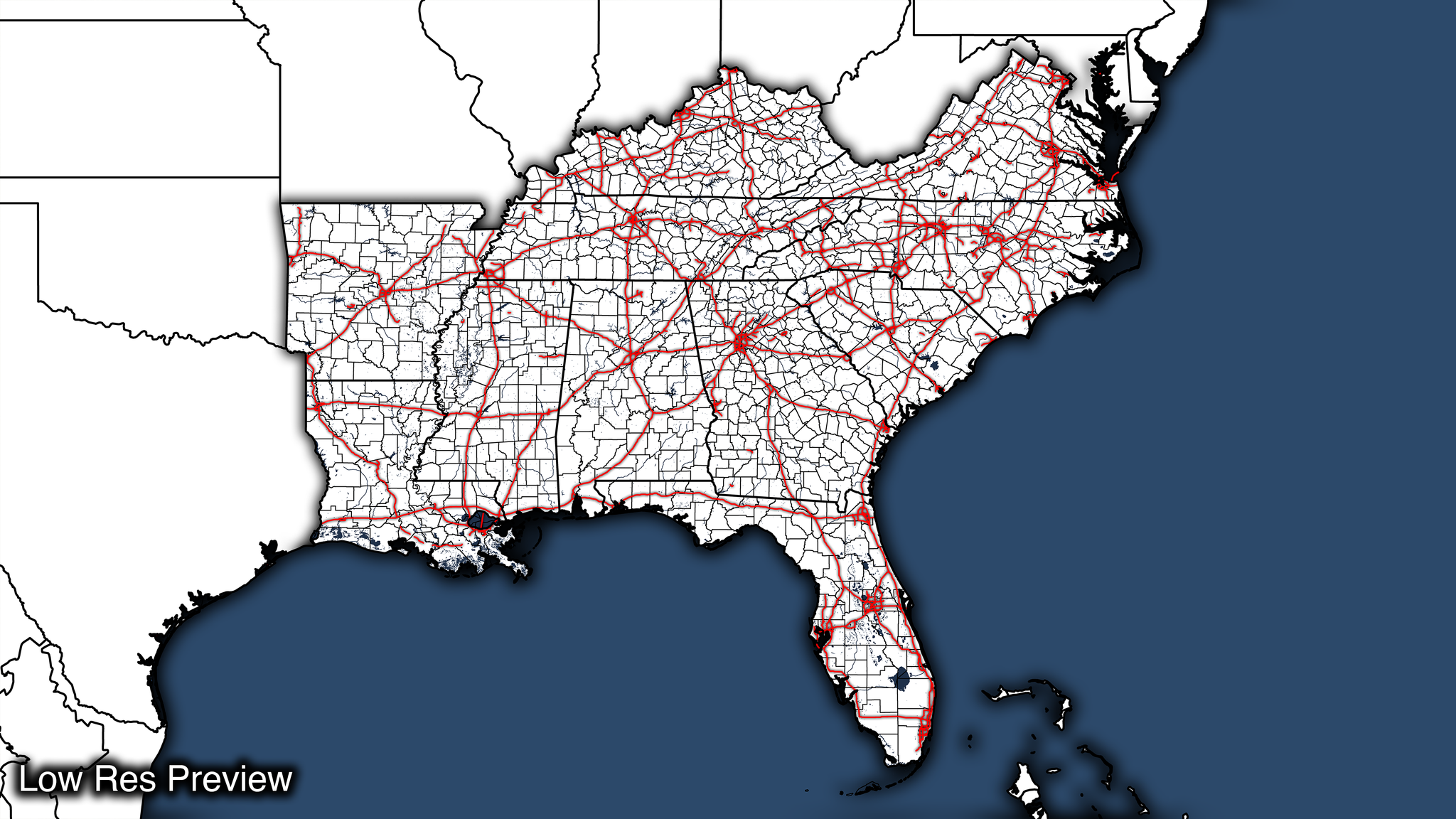 16k Digital Southeast Map – Trilogy Maps