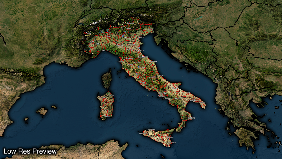 16k Digital Italy Map – Trilogy Maps
