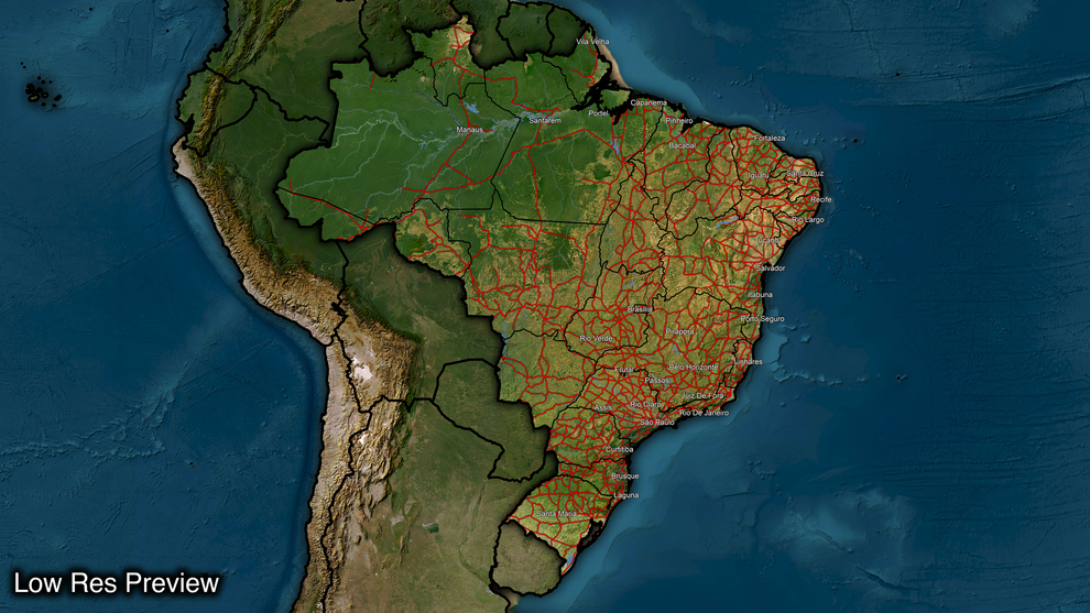 16k Digital Brazil Map – Trilogy Maps